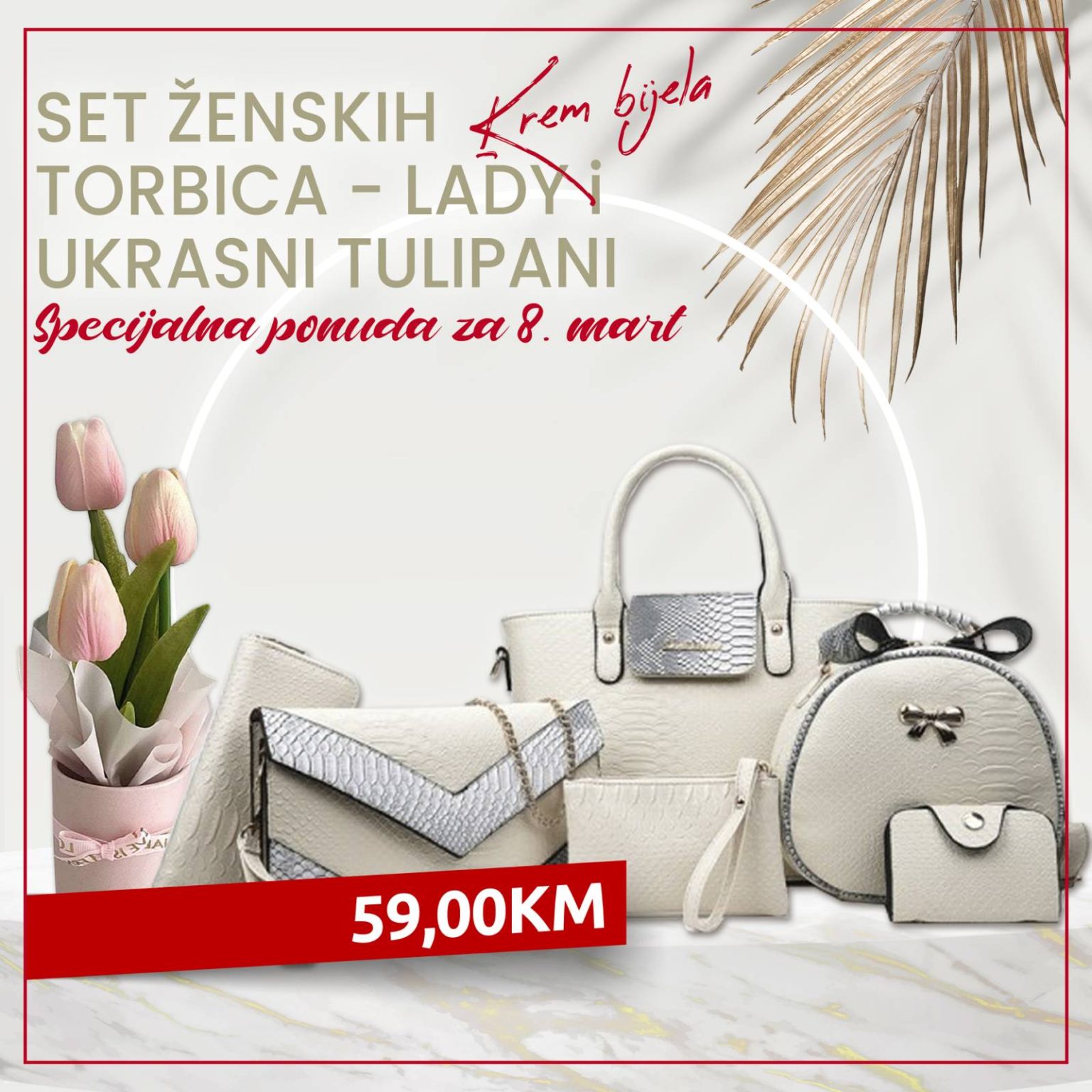 Set ženskih torbica Lady + Ukrasni set tulipana – Torbe