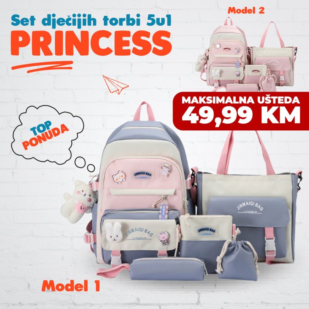 Set dječijih torbi – 5 u 1 – PRINCESS – Torbe